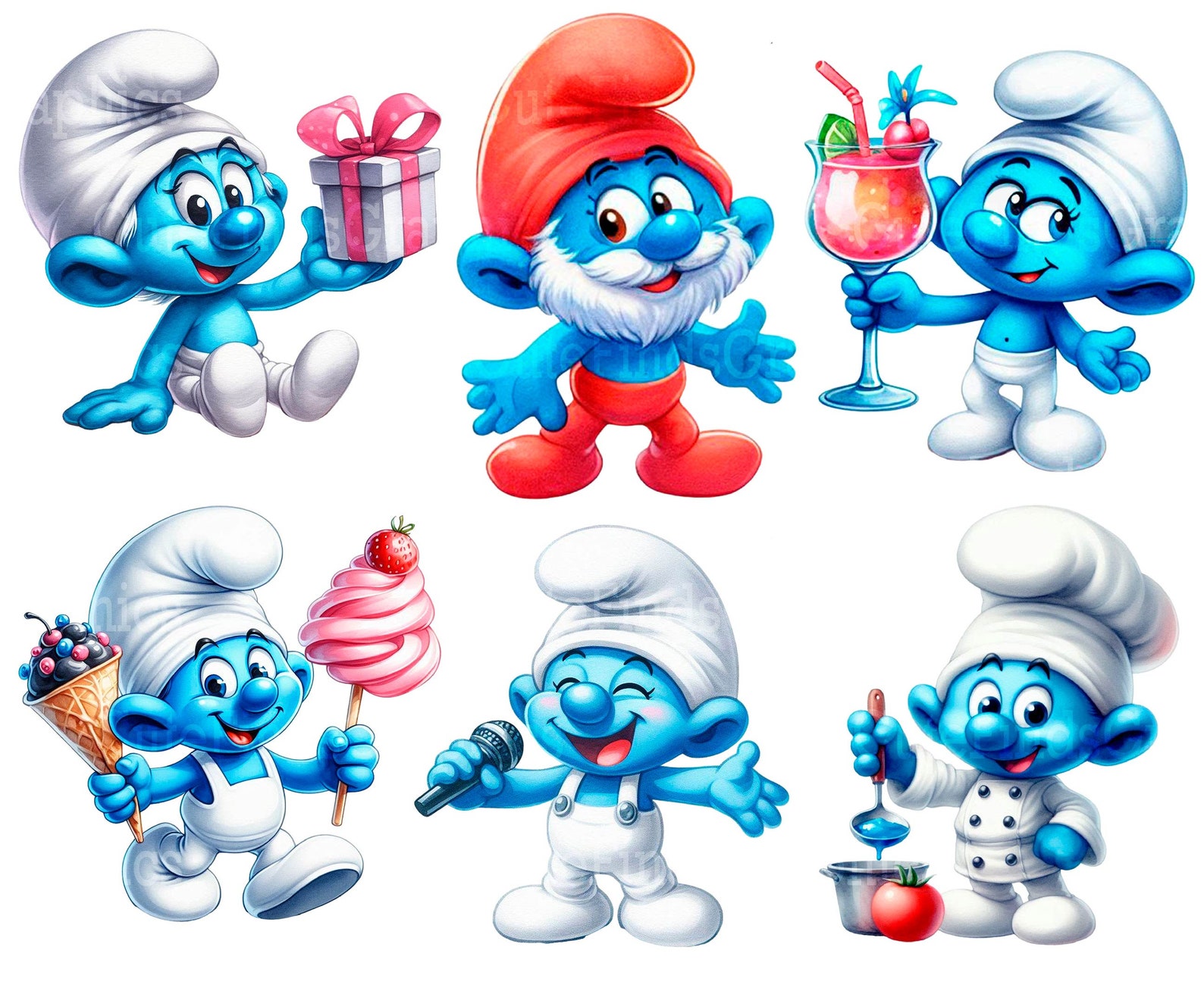 Smurfs PNG, Smurfs Clipart, Instant Download, Transparent Backgrounds ...