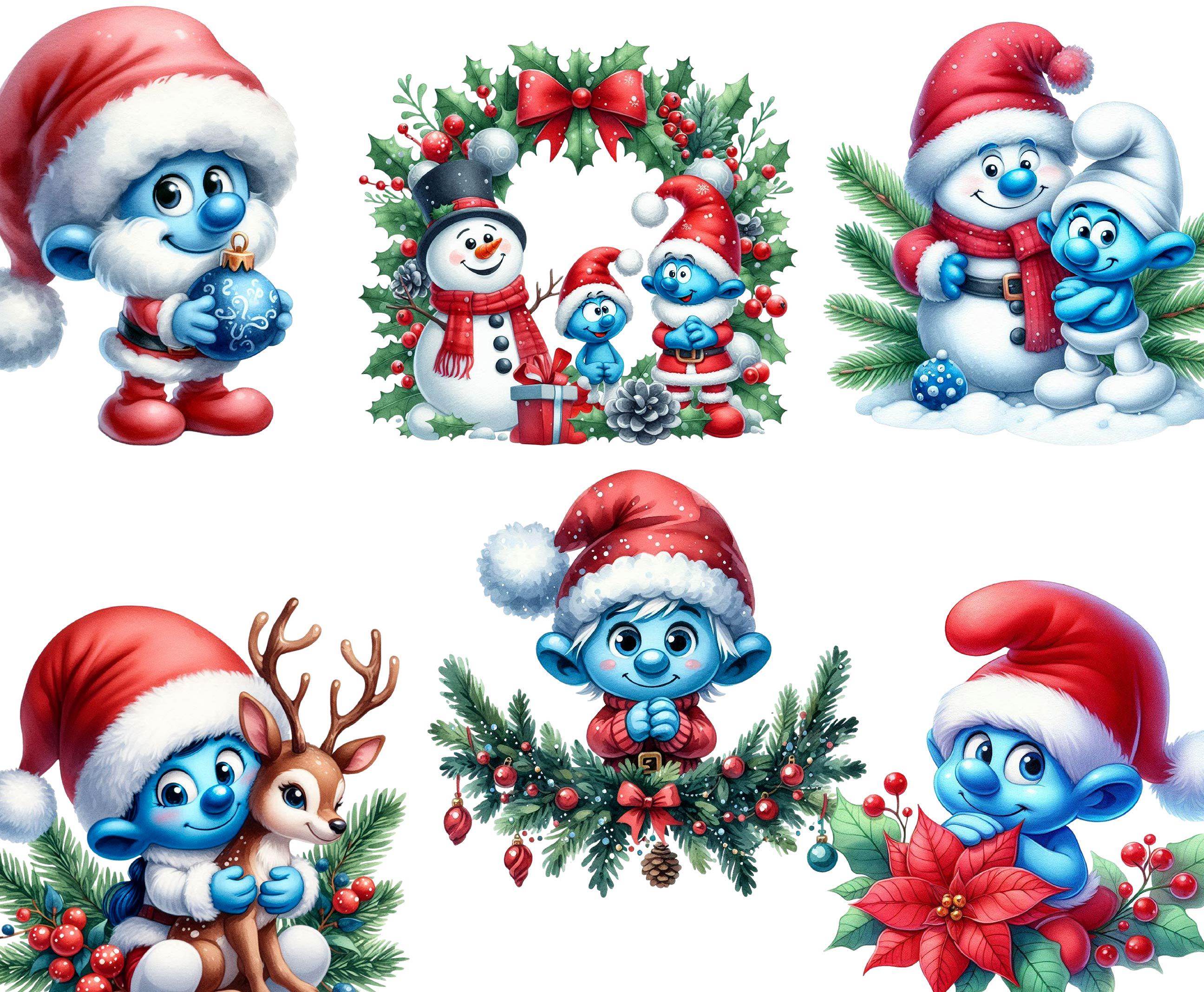 Christmas Smurfs PNG, Christmas Smurfs Clip Art, Instant Download ...