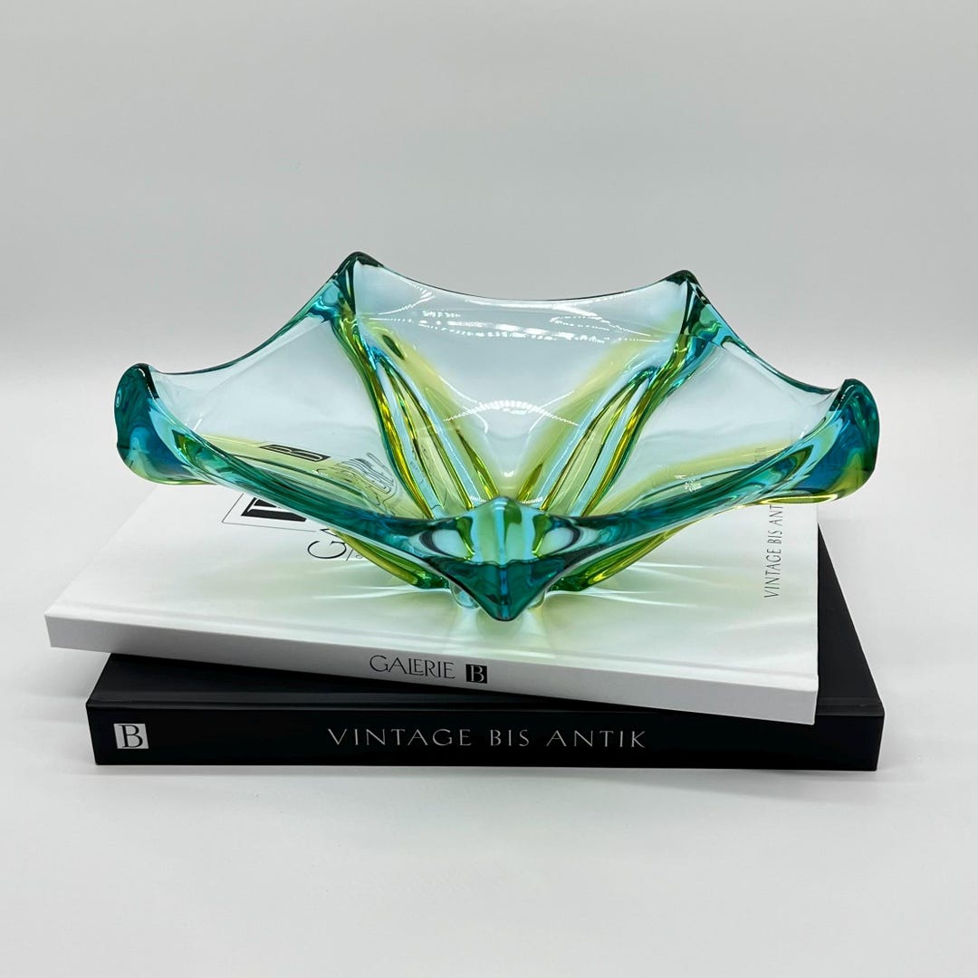 Design Glass Bowl • True Vintage Decoration • Murano Style • Blue I ...