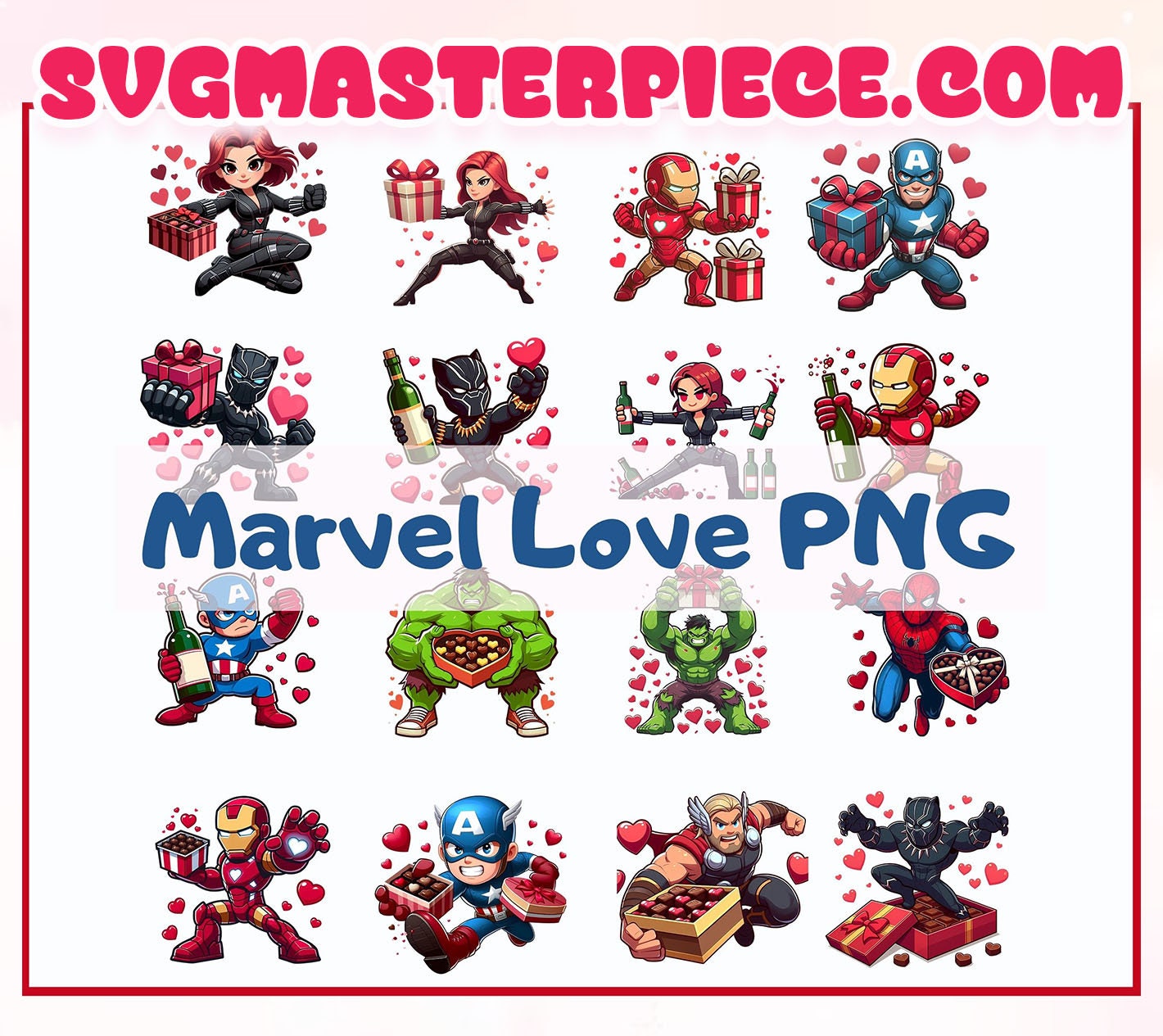 Superhero Valentine Clipart Bundle, Superheroes Avengers Clipart ...