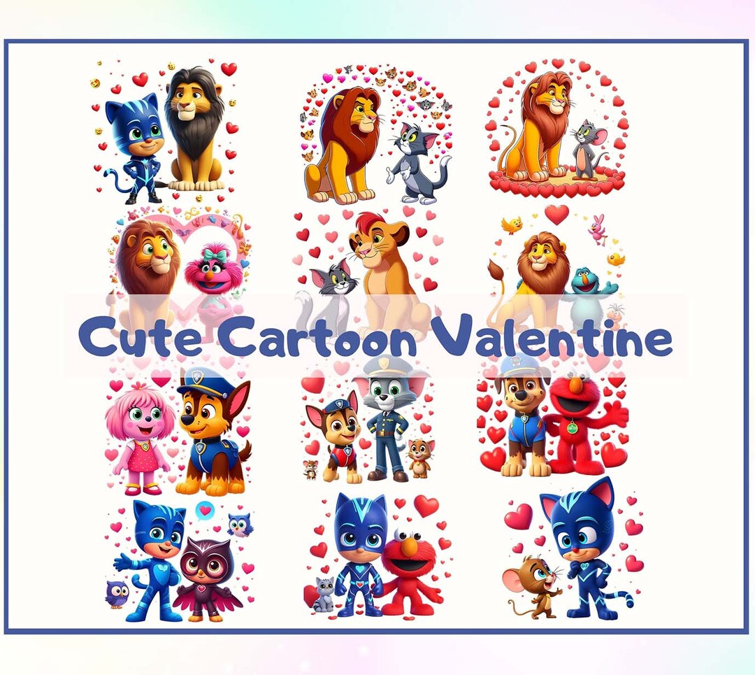Cartoon Valentine Png Bundle, Pj Mask Png, Valentine Disney Png Bundle ...