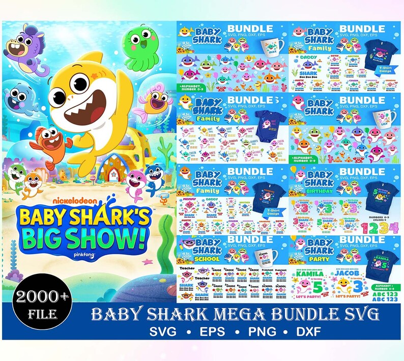 Baby Shark Bundle Svg Files, Baby Shark Clipart, Baby Shark Family Png ...