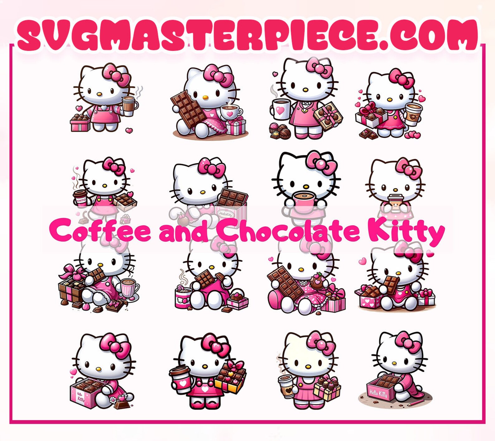 Hello Chocolate Kitty PNG Pink Coffee Png Kitty Girl PNG Tapioca Pearls ...