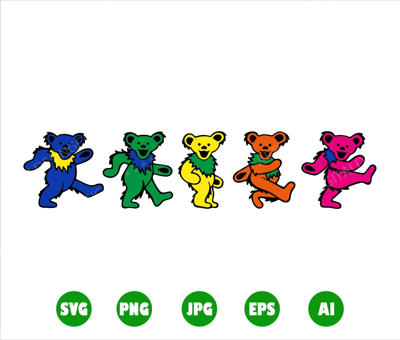 Grateful Dead Dancing Bears SVG, PNG, JPG, Dancing Bears Vector ...