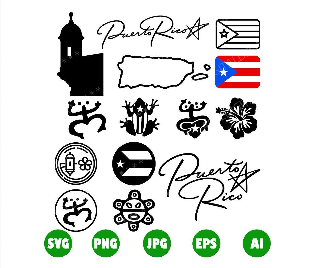 Puerto Rico Bundle SVG, Cricut, Puerto Rico PNG, Instant Download, Puerto Rico Flag Svg, Puerto ...