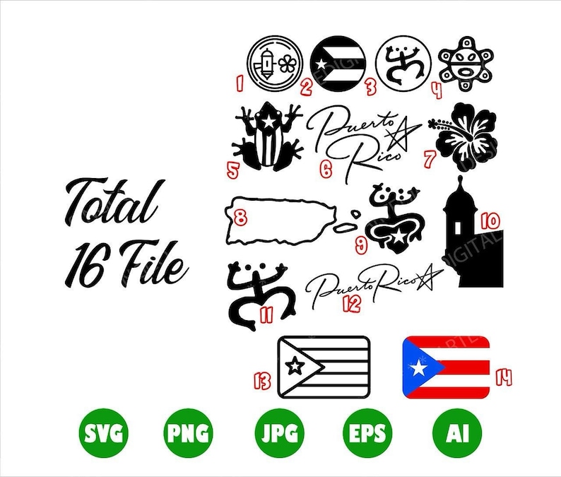 Puerto Rico Bundle SVG, Cricut, Puerto Rico PNG, Instant Download, Puerto Rico Flag Svg, Puerto ...