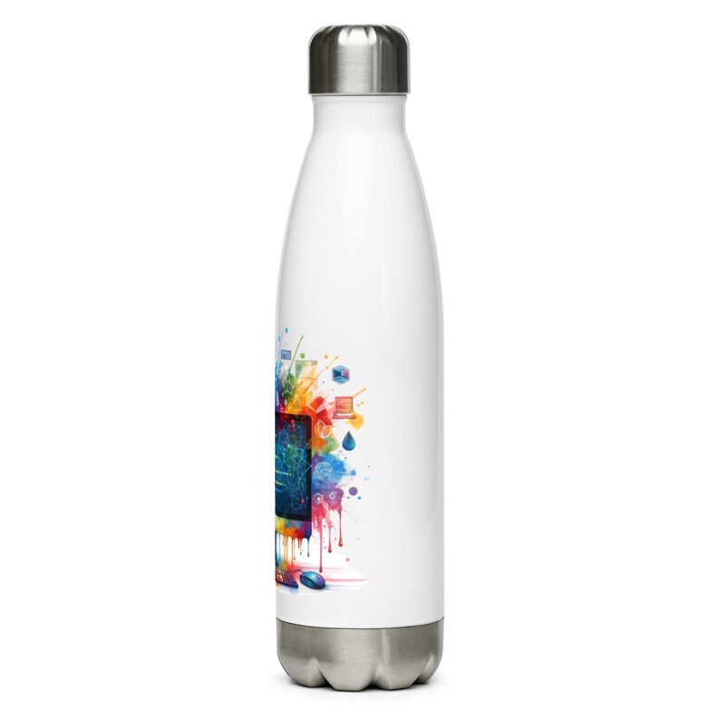 Splash Art Computer Stainless Steel Water Bottle Perfect Gift for Techy ...