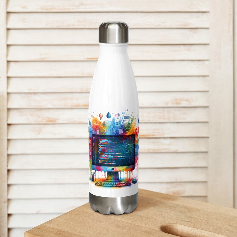 Splash Art Computer Stainless Steel Water Bottle Perfect Gift for Techy ...