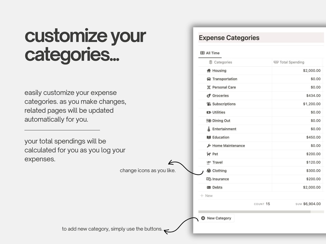 Simple Expense Tracker Notion Template, Notion Planner, Expense Tracker ...