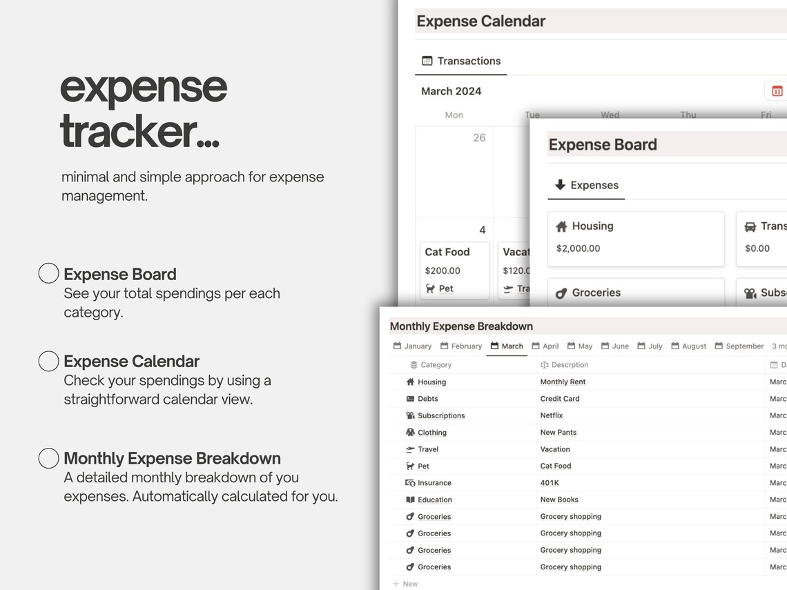 Simple Expense Tracker Notion Template, Notion Planner, Expense Tracker ...