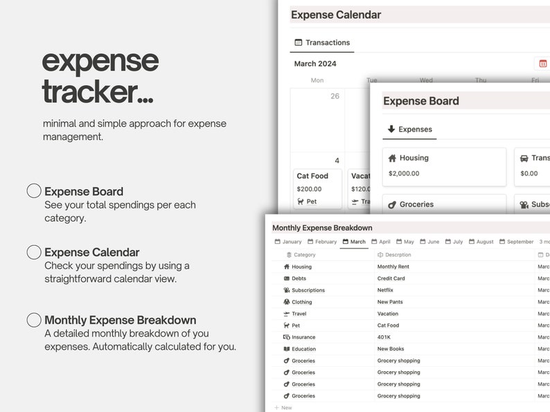 Simple Expense Tracker Notion Template, Notion Planner, Expense Tracker ...