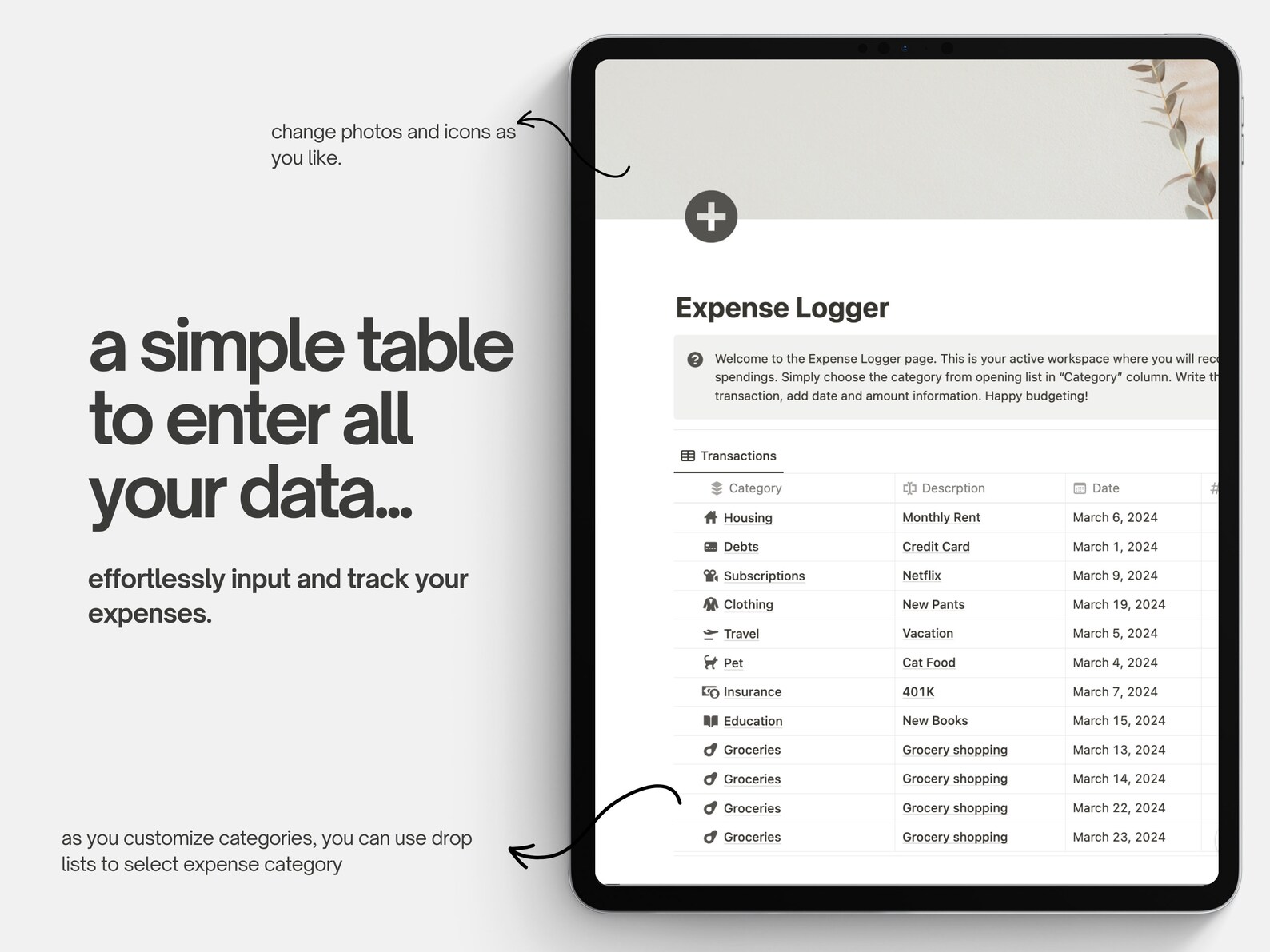 Simple Expense Tracker Notion Template, Notion Planner, Expense Tracker ...