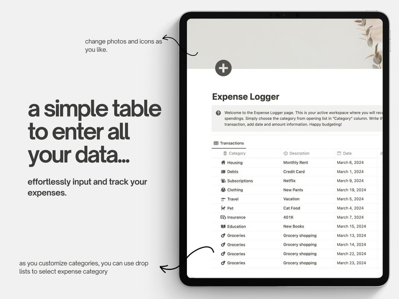 Simple Expense Tracker Notion Template, Notion Planner, Expense Tracker ...