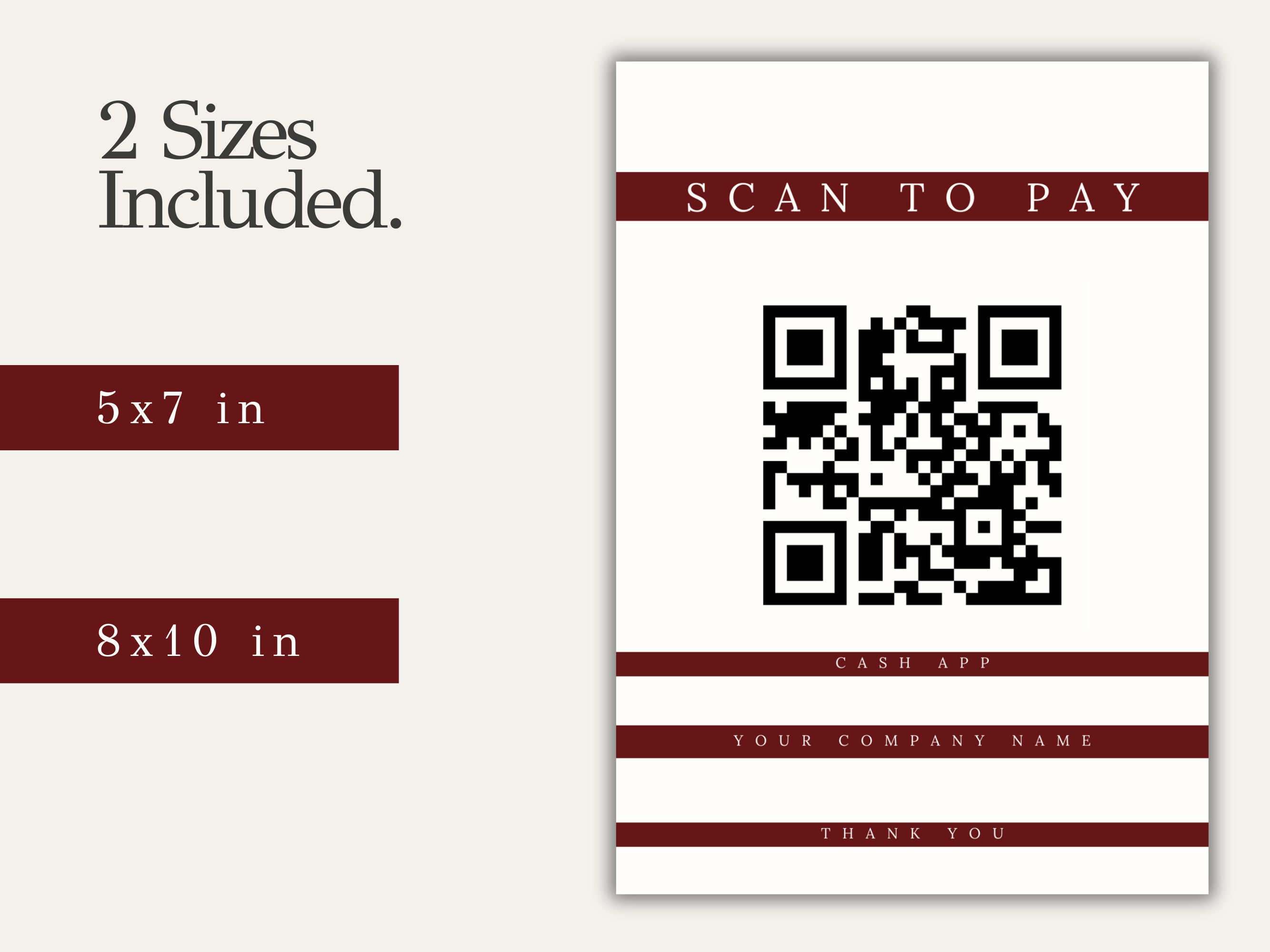 Editable Scan to Pay QR Code Sign for Canva, Custom Business Sign, Scan ...