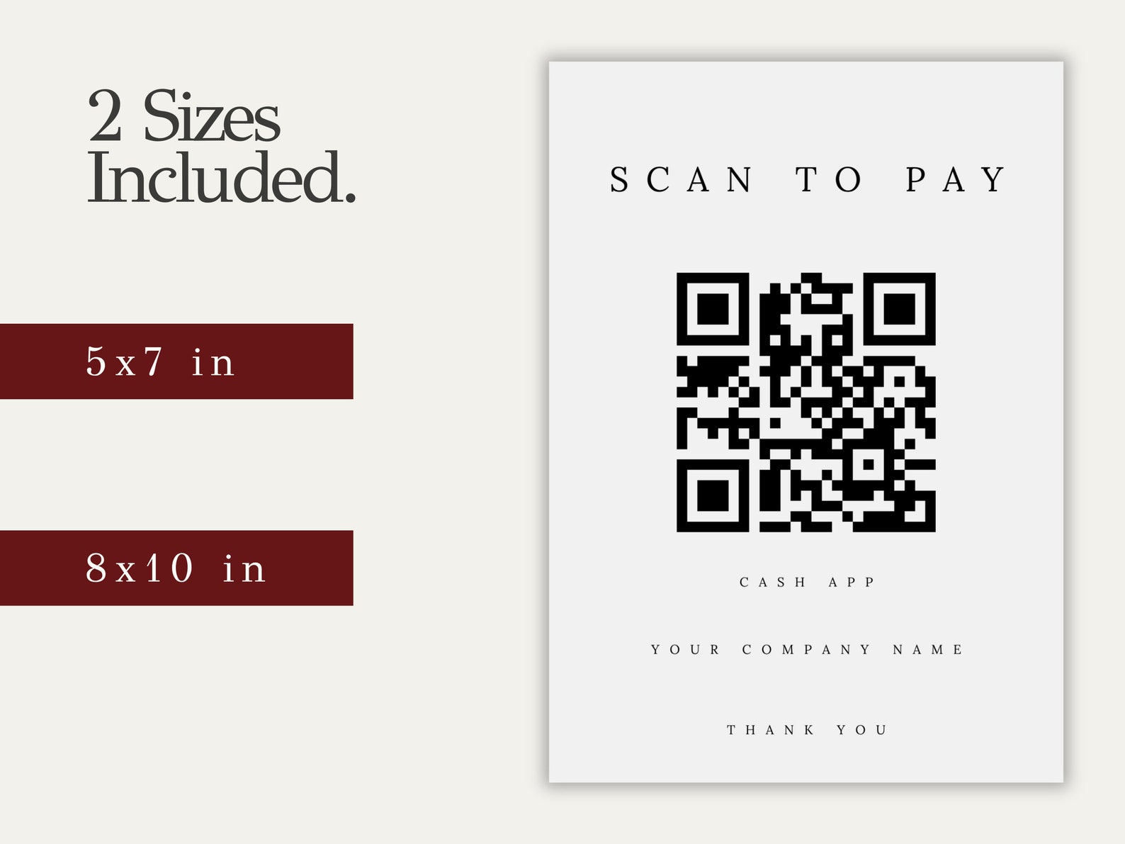 Editable Scan to Pay QR Code Sign for Canva, Custom Business Sign, Scan ...