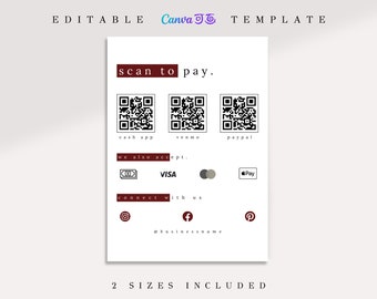 Editable Scan to Pay QR Code Sign for Canva, Custom Business Sign, Scan ...