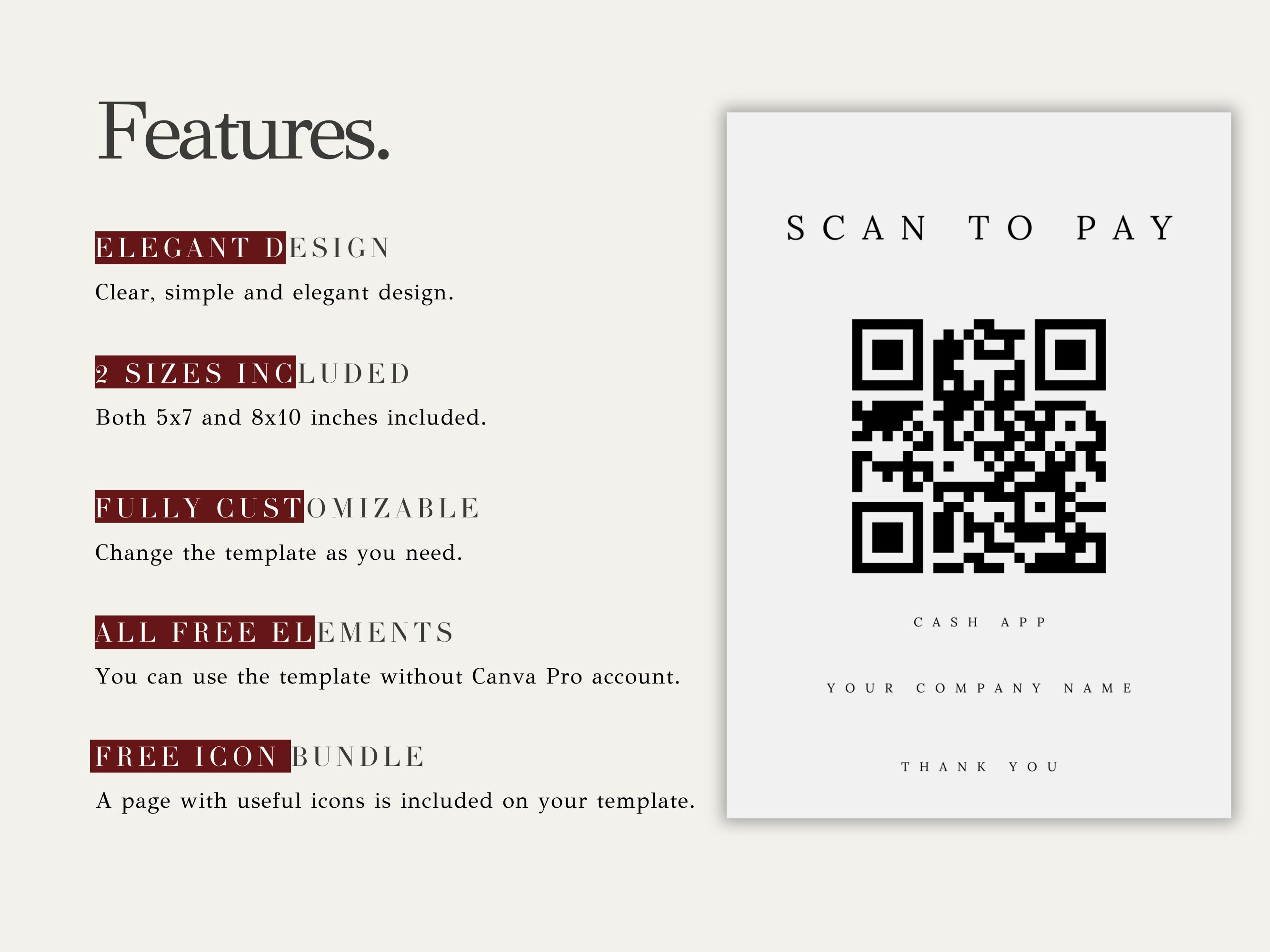 Editable Scan to Pay QR Code Sign for Canva, Custom Business Sign, Scan ...