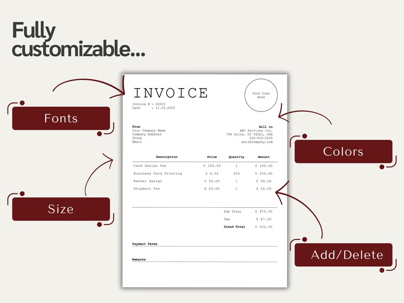 Invoice Template, Word, PDF, Excel, Docs, Invoice Template for Small ...
