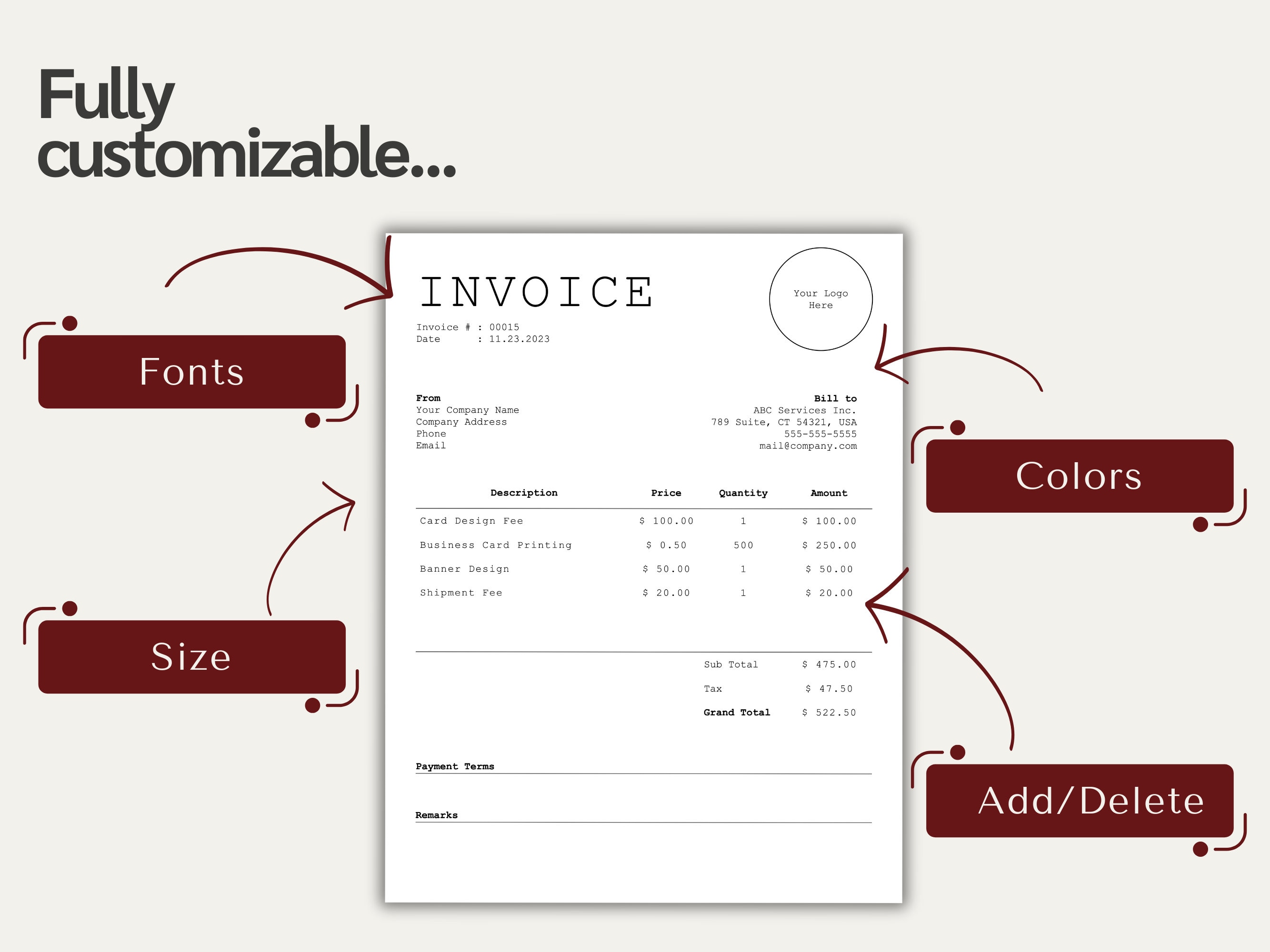Invoice Template, Word, PDF, Excel, Docs, Invoice Template for Small ...