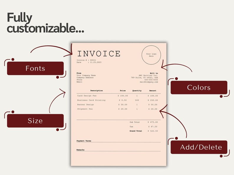 Invoice Template, PDF, Word, Excel, Docs, Invoice Template for Small ...