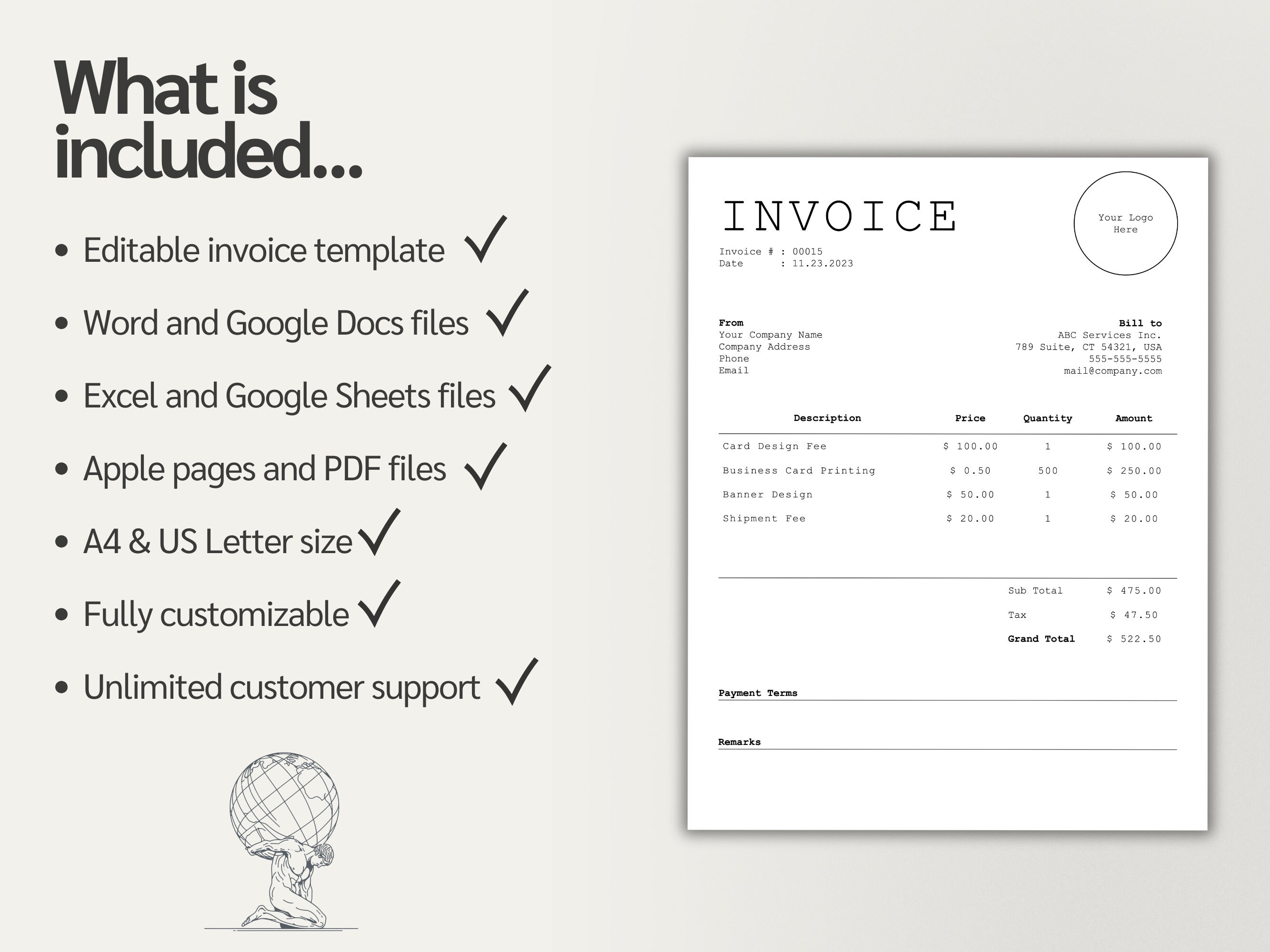Invoice Template, Word, PDF, Excel, Docs, Invoice Template for Small ...