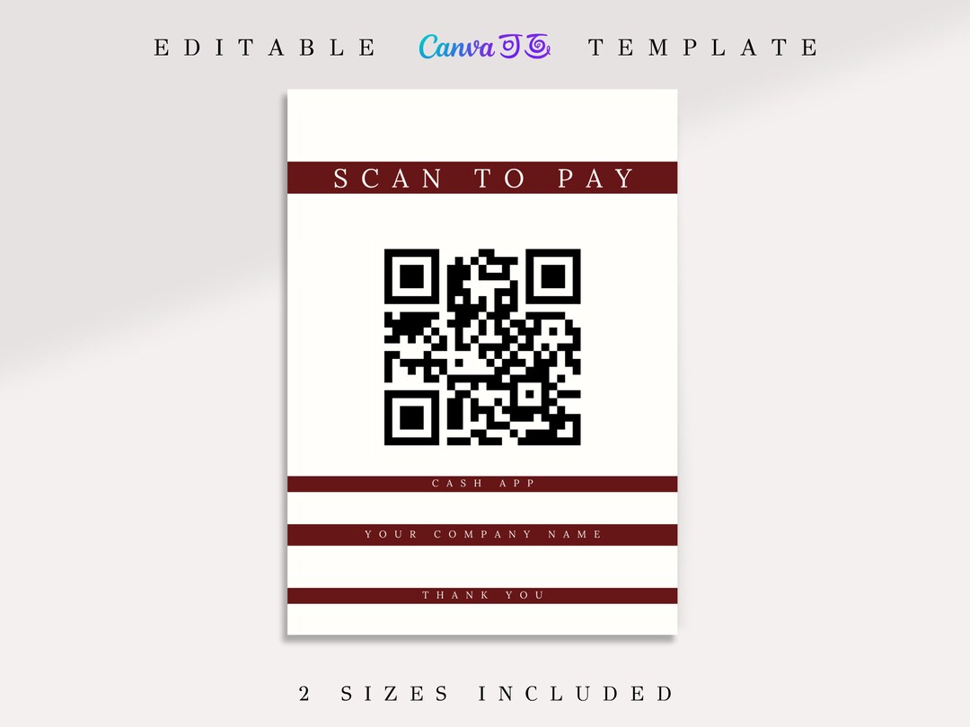 Editable Scan to Pay QR Code Sign for Canva, Custom Business Sign, Scan ...