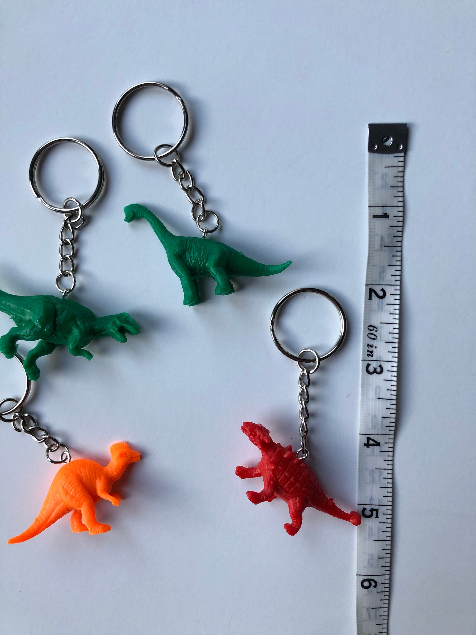 Dinosaur Toy Figurine Keychains, Upcycled Toys, Jurassic Accessory, T ...