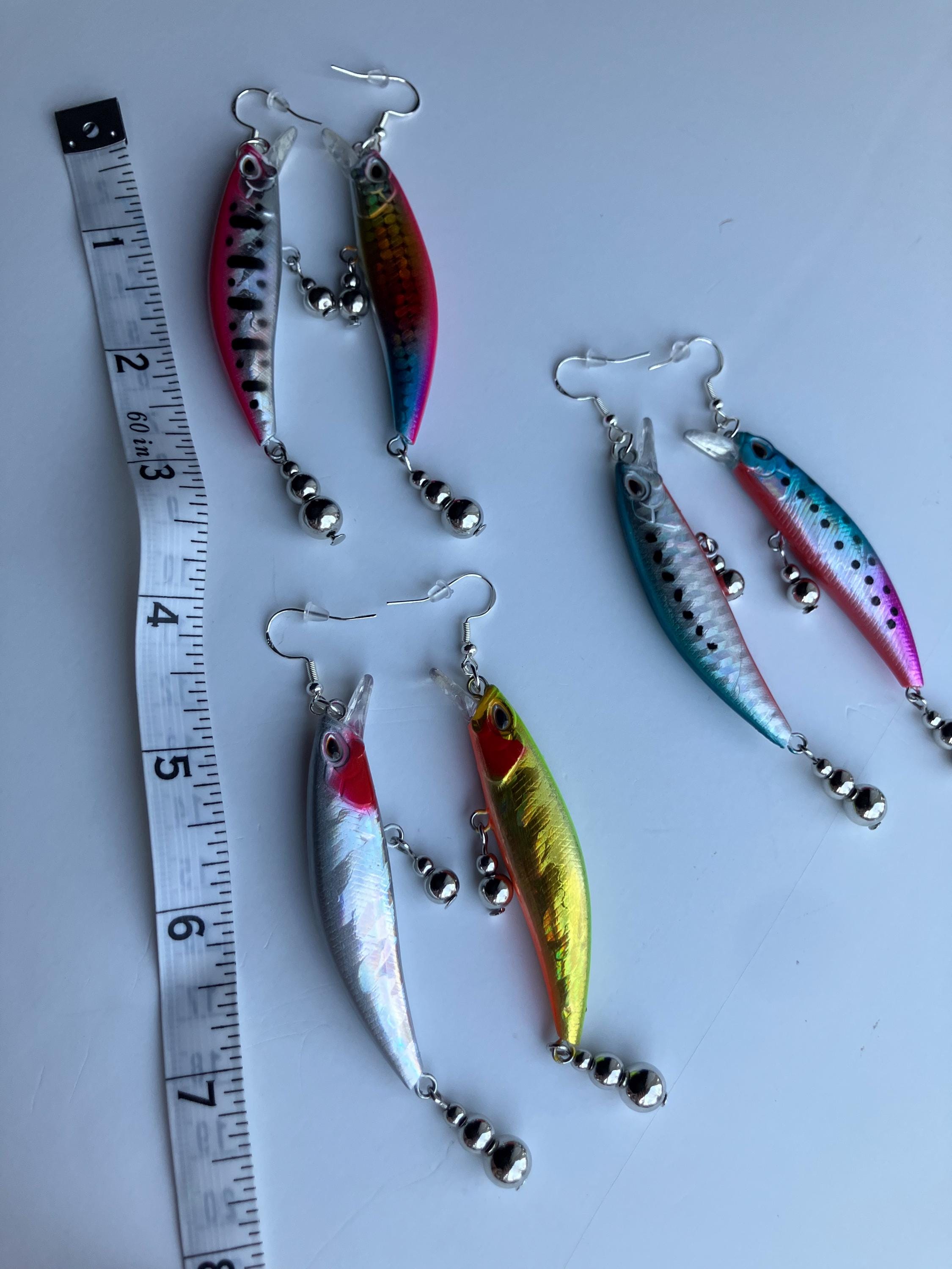 Fishing Lure Earrings, Fishing Bait Jewelry, Fish Earrings, Outdoor ...
