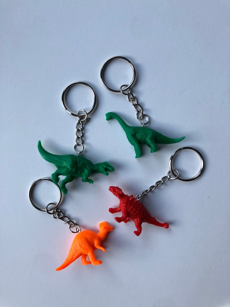 Dinosaur Toy Figurine Keychains, Upcycled Toys, Jurassic Accessory, T ...