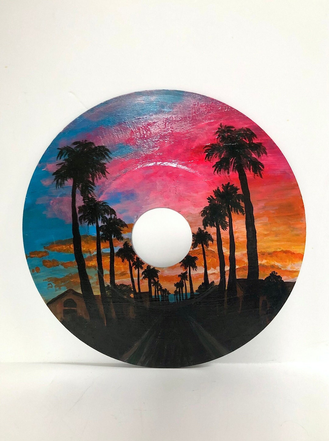 Hand Painted Small Vinyl Record, Retro Decor, Music Lover Gift, Vintage ...