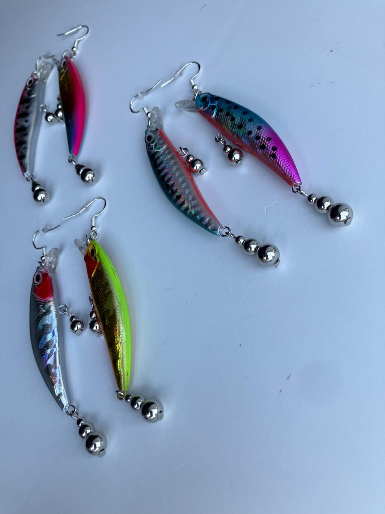 Fishing Lure Earrings, Fishing Bait Jewelry, Fish Earrings, Outdoor ...