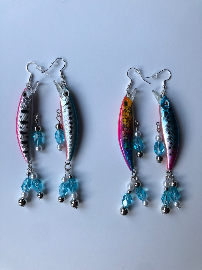 Fishing Lure Earrings, Fishing Bait Jewelry, Fish Earrings, Outdoor ...