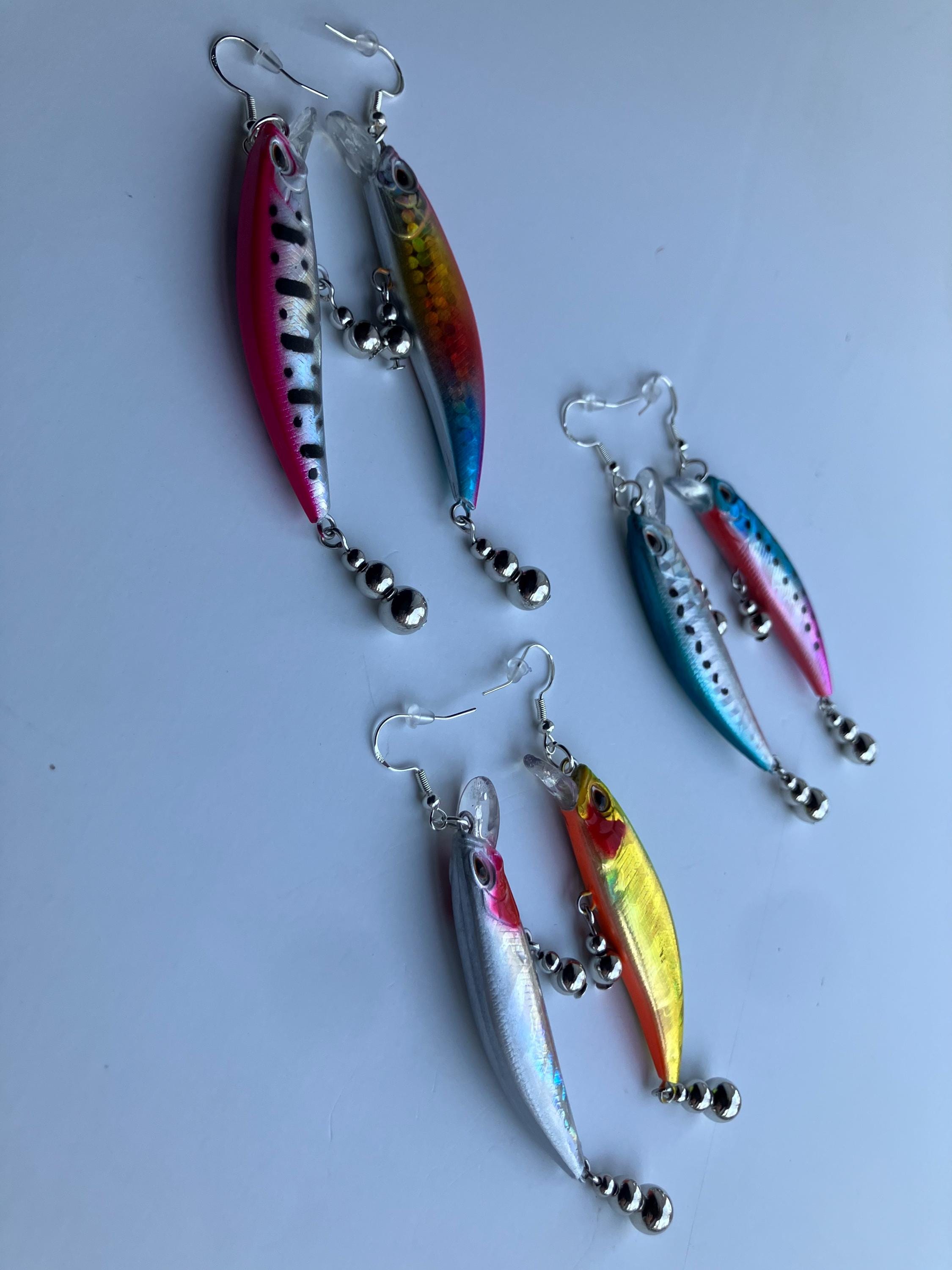 Fishing Lure Earrings, Fishing Bait Jewelry, Fish Earrings, Outdoor ...
