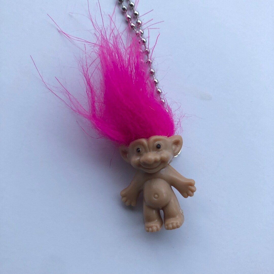 Mini Pink Troll Toy Pendant Necklace, 90s Kid Gift, Nostalgic Jewelry ...
