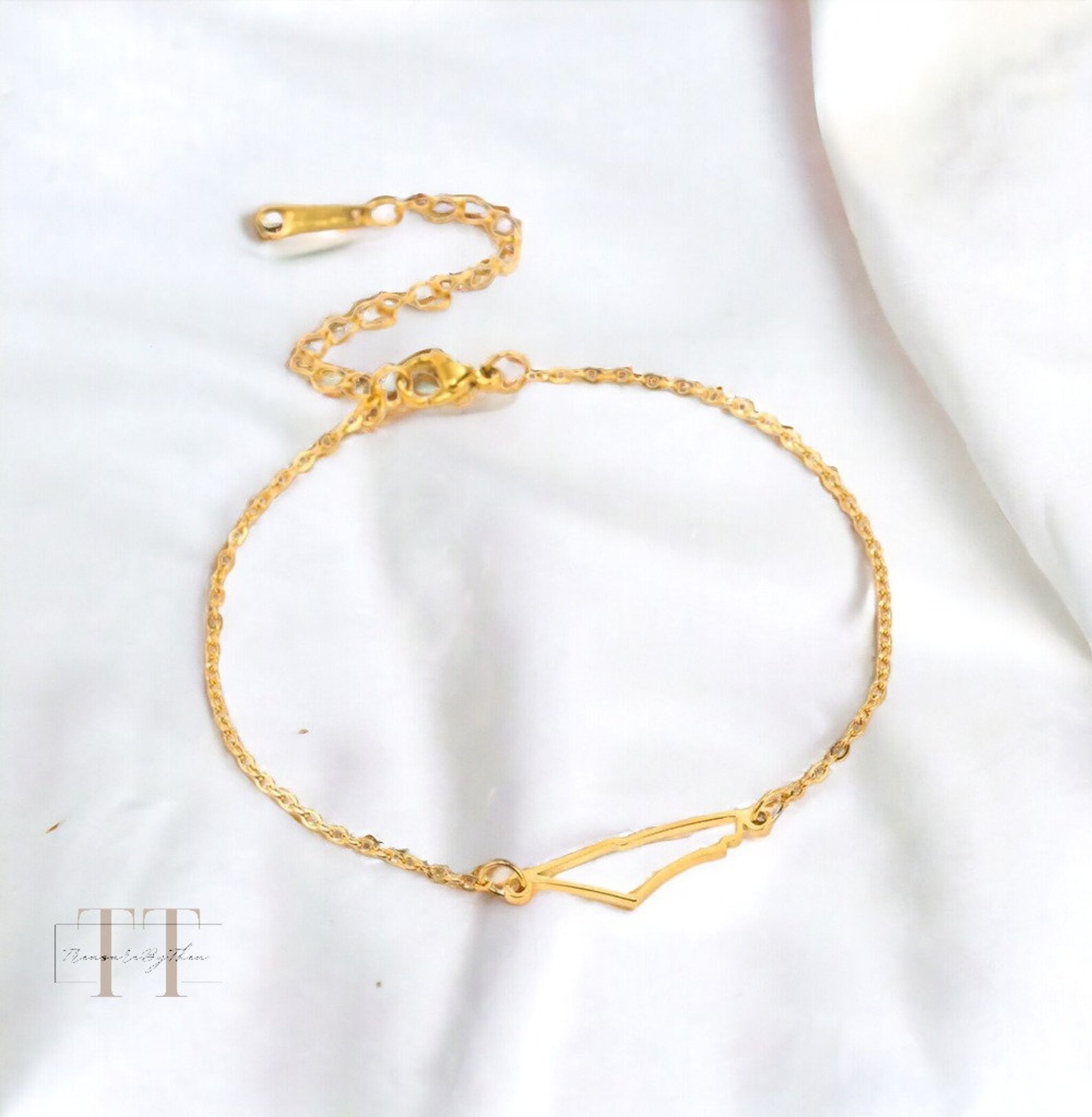 18k Gold Plated Palestine Map Gold Bracelet for Women, Palestine Map ...