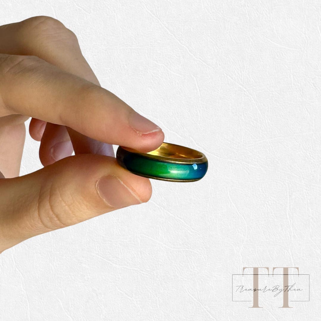 14k Gold Mood Ring, Gold Band Stainless Steel Mood Ring, Colour ...