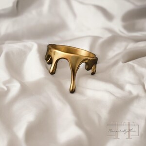 Gold Dripping Ring, Small Dripping Ring, Statement Ring, Irregular ...