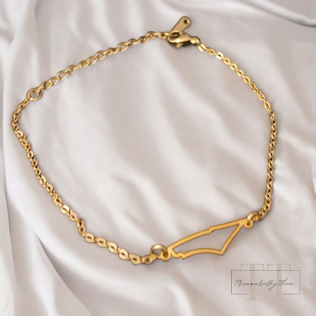 18k Gold Plated Palestine Map Gold Bracelet for Women, Palestine Map ...