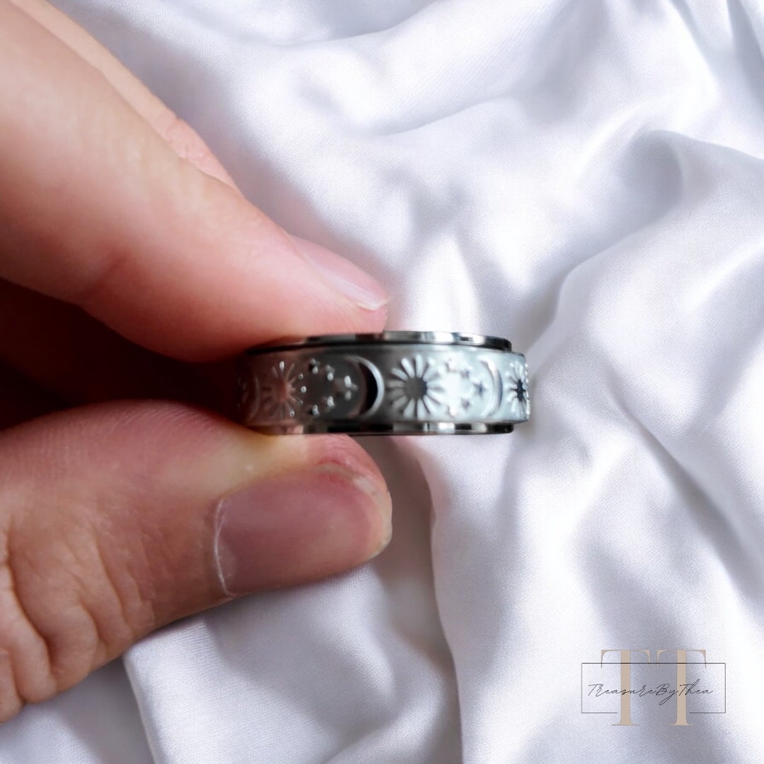 Spinner Fidget Ring, Anxiety Ring, Celestial Fidget Ring With Spinner ...