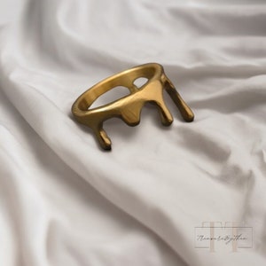 Gold Dripping Ring, Small Dripping Ring, Statement Ring, Irregular ...