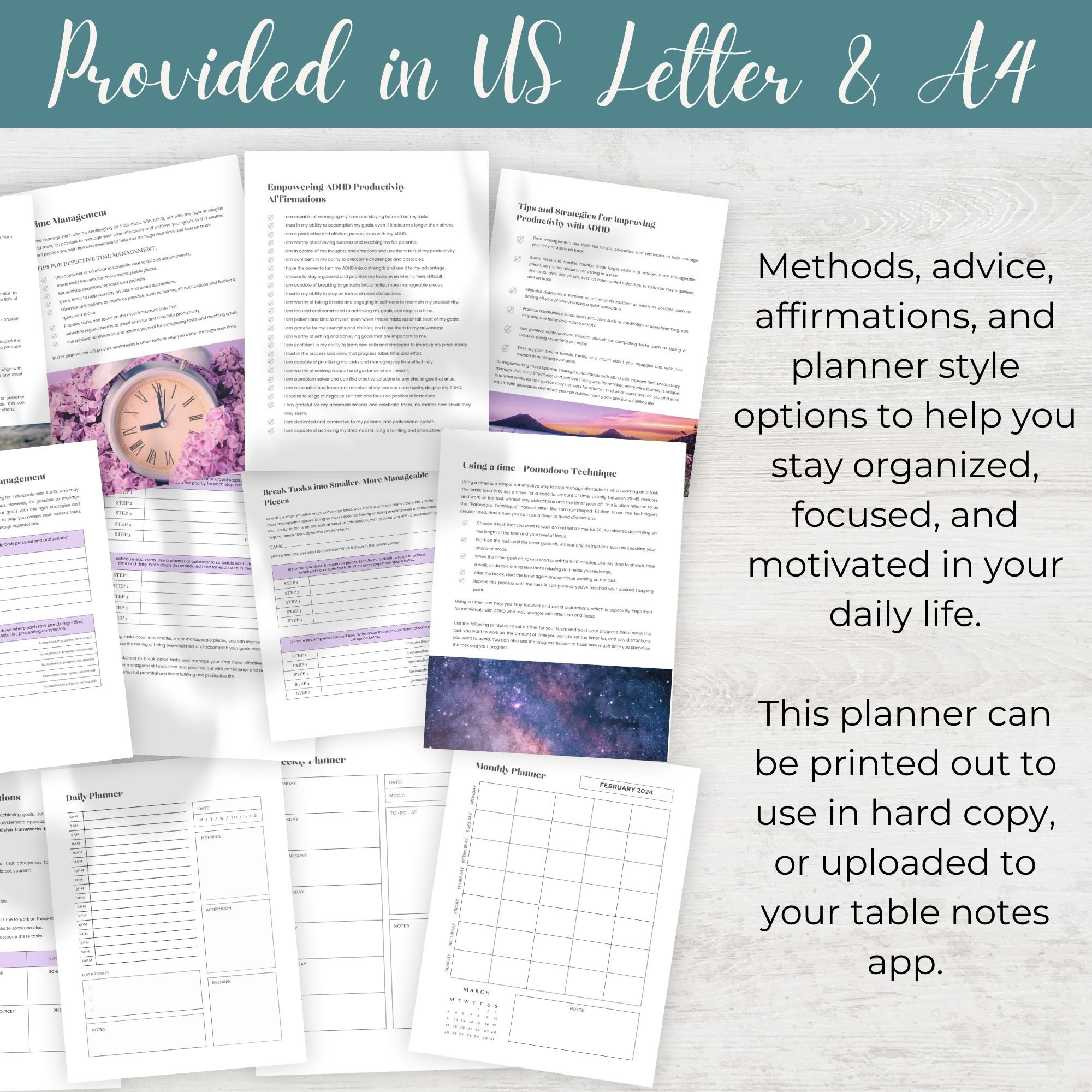 2024 ADHD Productivity Planner, Printable or Digital Use, Adult ADD ...