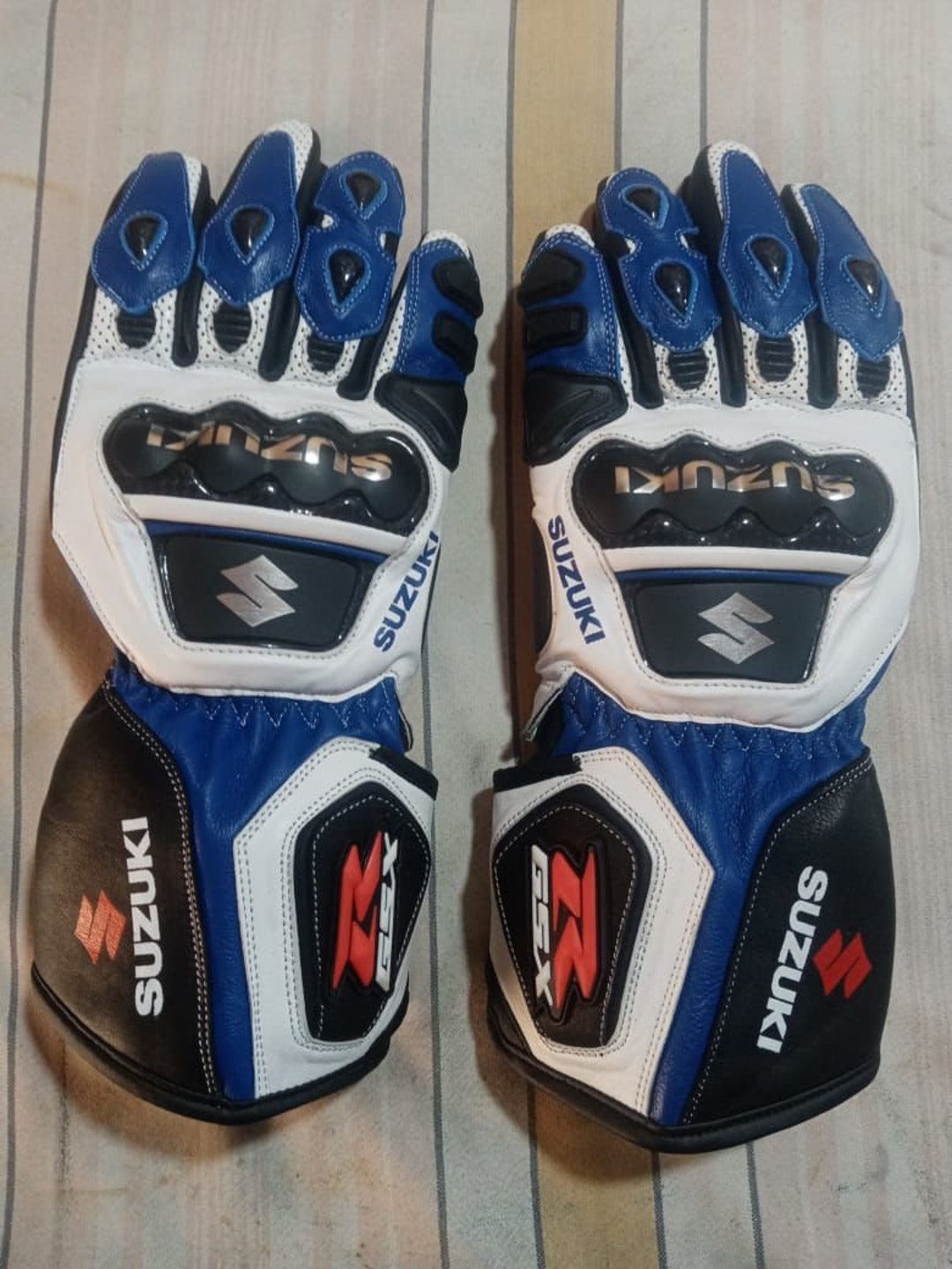 SUZUKI Motorbike Leather Racing Gloves Biker Gloves - Etsy