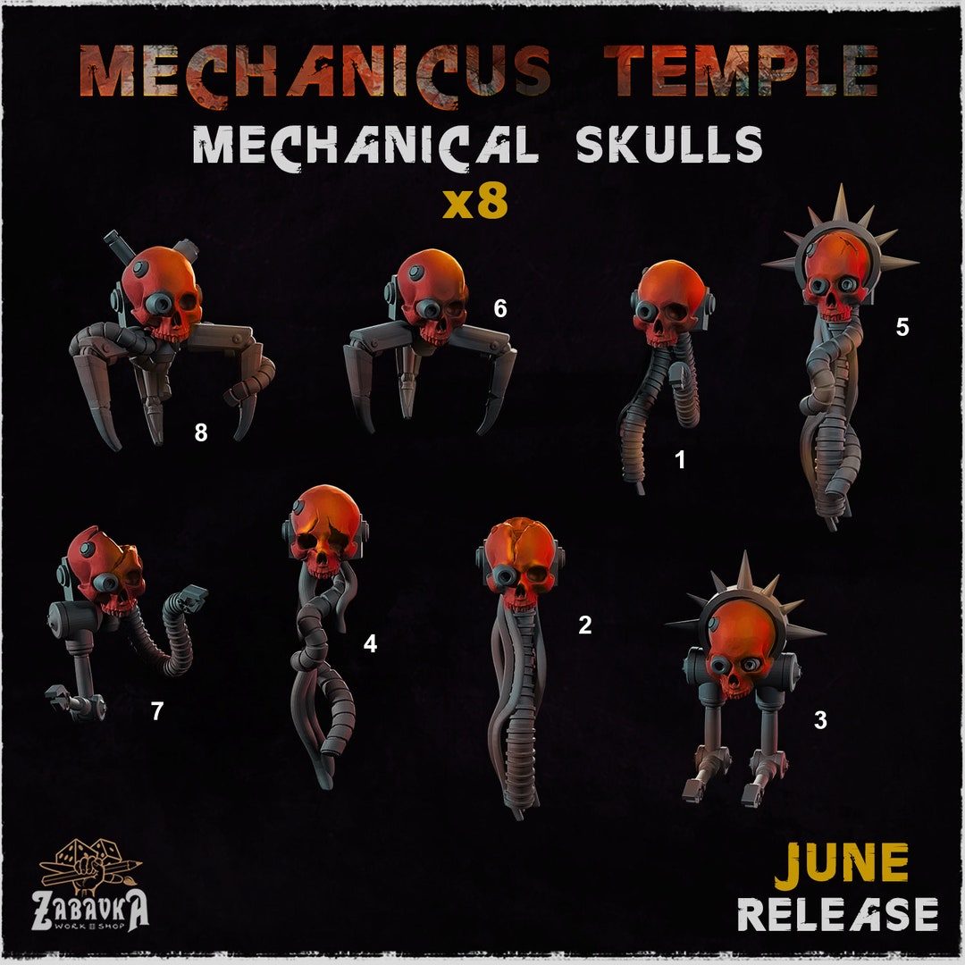 8x Mechanical Skulls Basing Bits 3D Printed - Etsy