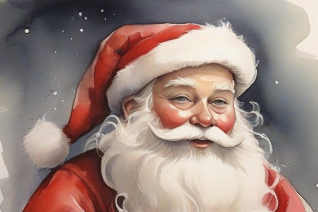 Printable Santa Claus Watercolor Painting Artistic Digital Download - Etsy