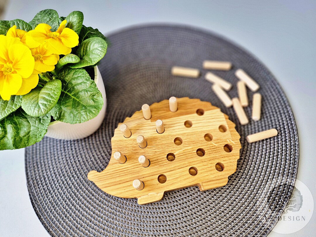 Montessori Hedgehog Toy/wooden Hedgehog With Pegs/educational Toys for ...