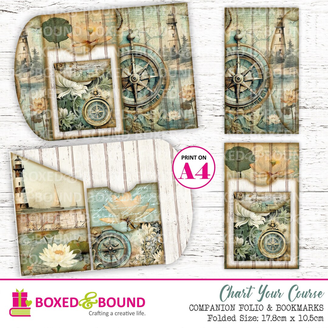 A4 Chart Your Course Folio Kit Printable Junk Journal Ephemera ...