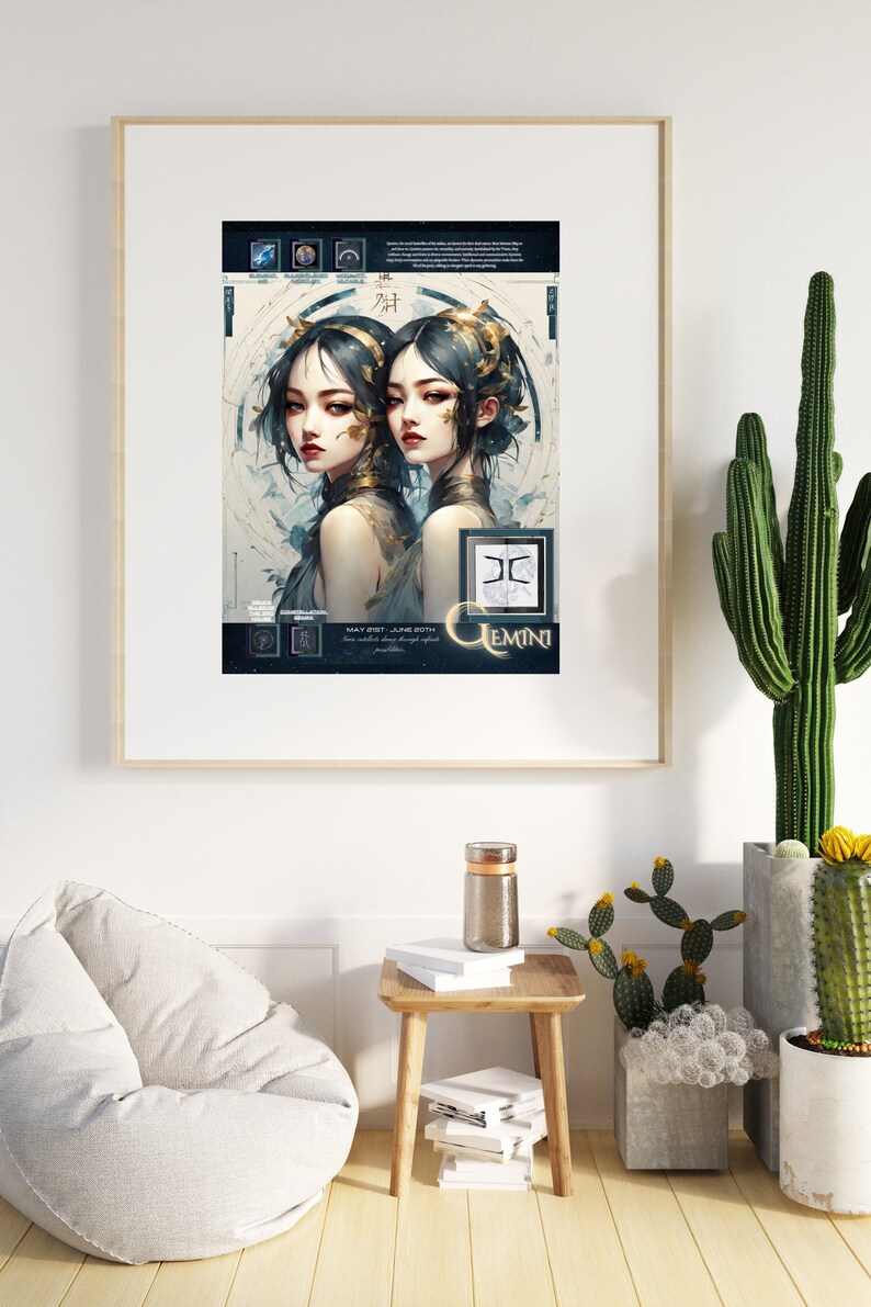 Gemini Printable Zodiac Poster Wall Art, Gemini Art, Gemini Gift ...