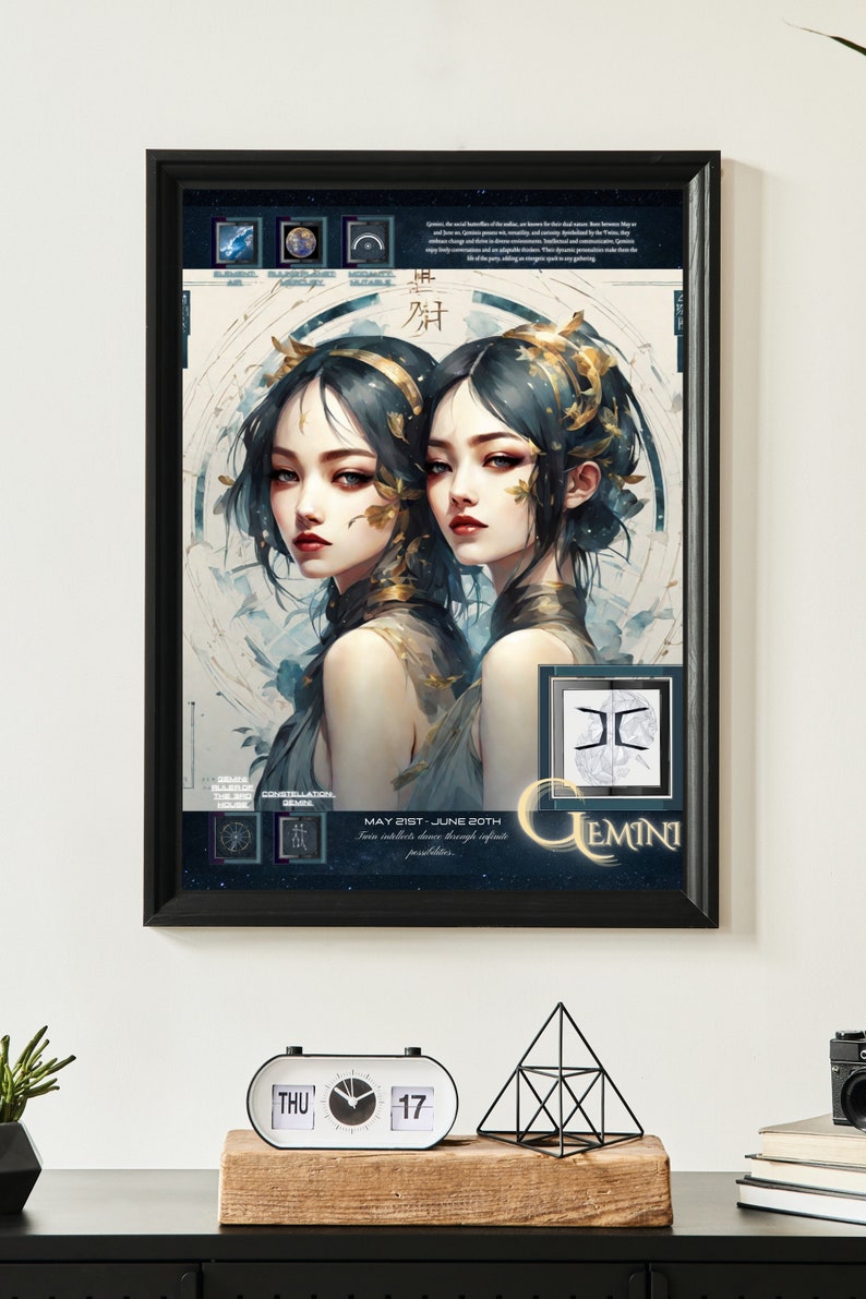 Gemini Printable Zodiac Poster Wall Art, Gemini Art, Gemini Gift, Gemini Digital Download ...