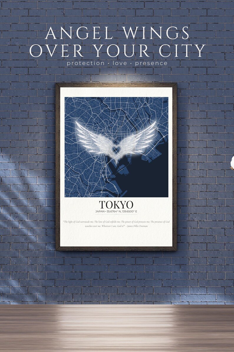 Angel Wings Tokyo Map Print – Spiritual City Art (digital Download) - Etsy