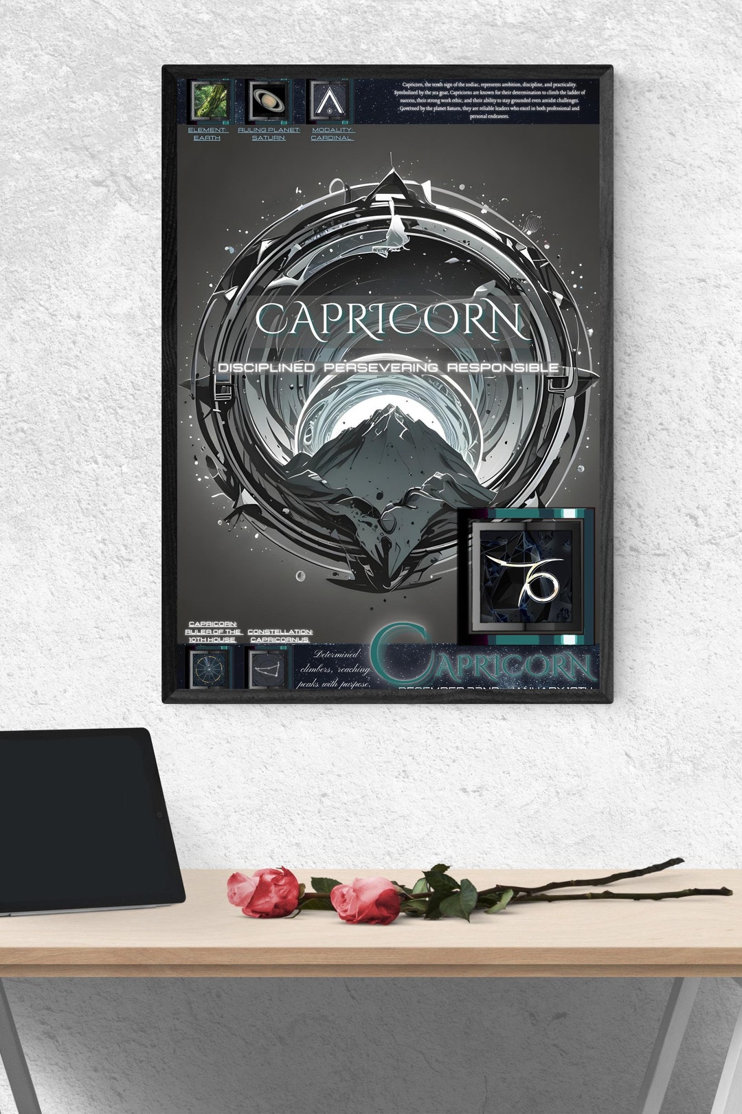 Capricorn Printable Zodiac Poster Wall Art, Capricorn Art, Capricorn ...
